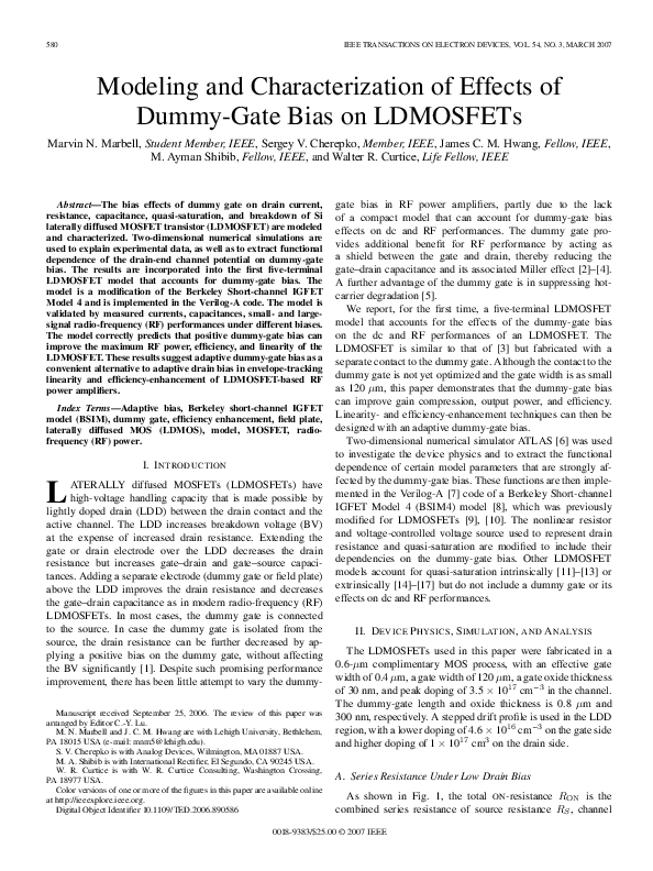 (PDF) Modeling and Characterization of Effects of Dummy-Gate Bias on ...