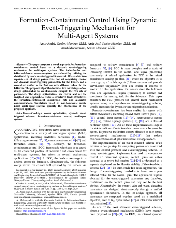 Pdf Formation Containment Control Using Dynamic Event Triggering