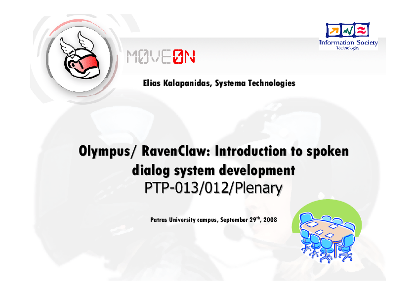(PDF) An introductory guide to CMU's Olympus /RavenClaw spoken dialog system resources