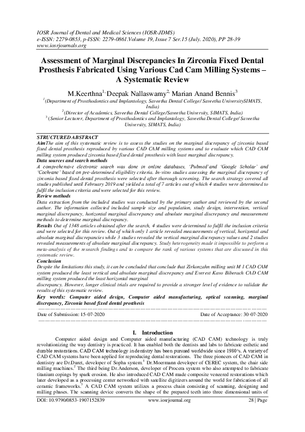 (PDF) Assessment of Marginal Discrepancies In Zirconia Fixed Dental ...