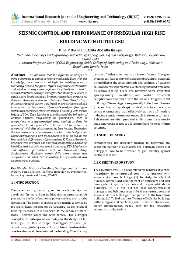 (PDF) IRJET-Seismic Control and Performance of Irregular High Rise ...