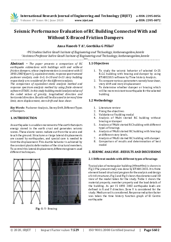 (PDF) IRJET- Seismic Performance Evaluation of RC Building Connected With and Without X-Braced ...