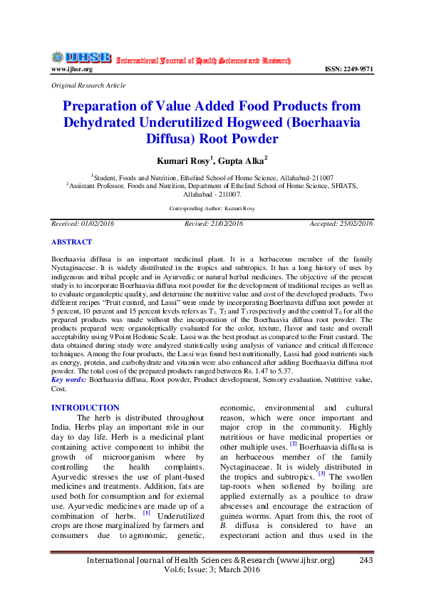 (PDF) Preparation of Value Added Food Products from Dehydrated ...