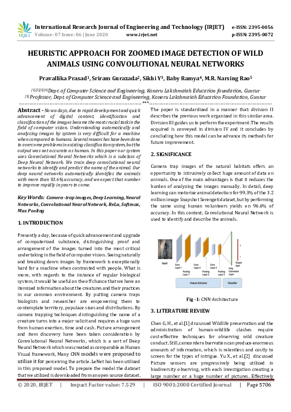 (PDF) IRJET- HEURISTIC APPROACH FOR ZOOMED IMAGE DETECTION OF WILD ANIMALS USING CONVOLUTIONAL ...