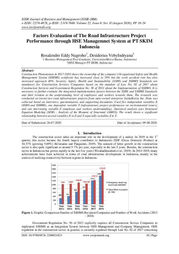 (PDF) Factors Evaluation of The Road Infrastructure Project Performance ...