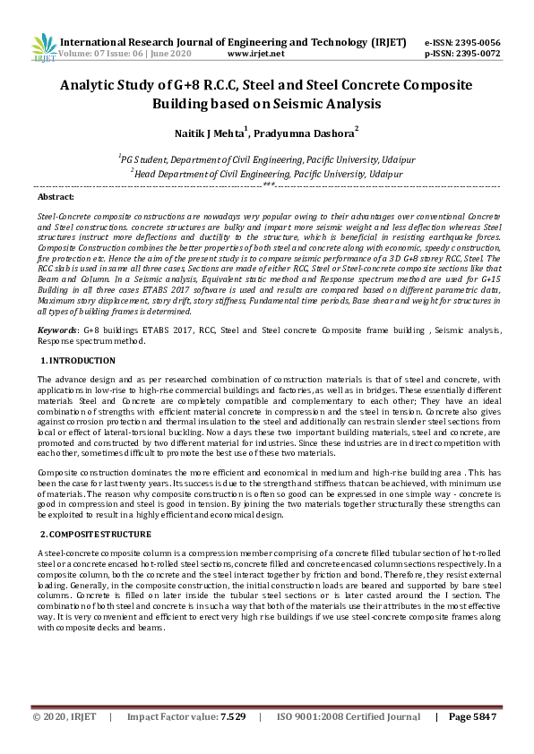(PDF) IRJET- Analytic Study of G+8 R.C.C, Steel and Steel Concrete ...