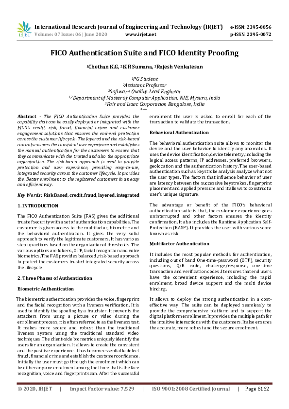 (PDF) FICO Authentication Suite and FICO Identity Proofing
