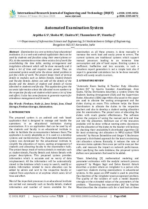 (PDF) IRJET- Automated Examination System
