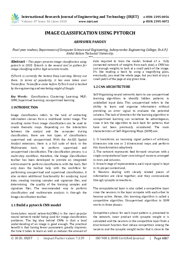 (PDF) IMAGE CLASSIFICATION USING PYTORCH