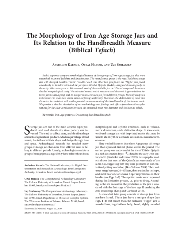 (PDF) The Morphology of Iron Age Storage Jars and Its Relation to the ...