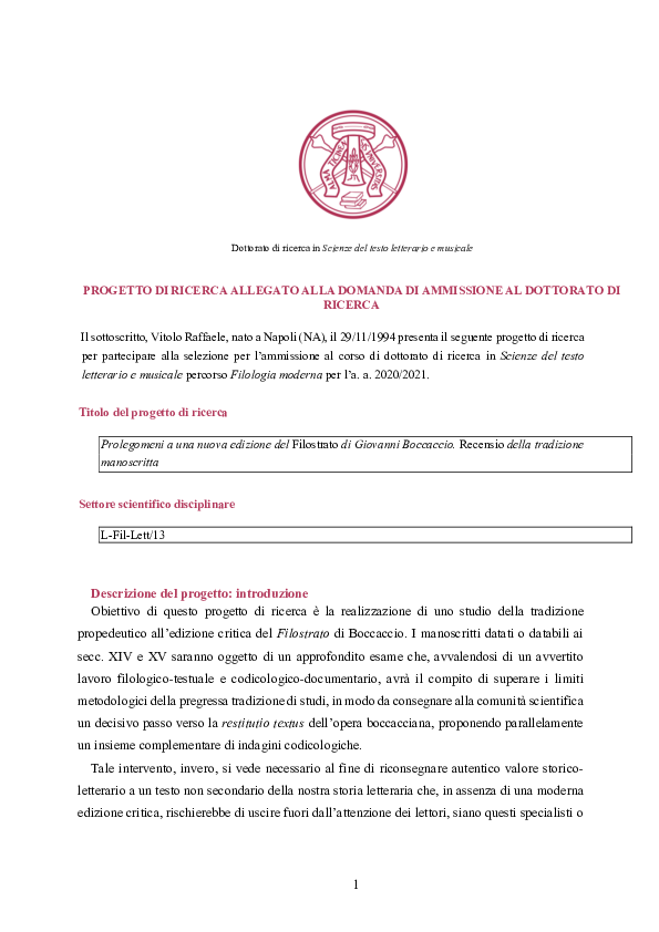(PDF) Per il testo del 'Filostrato' di Giovanni Boccaccio. Recensio ...