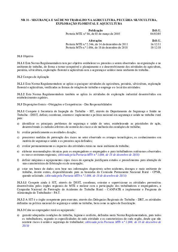 (PDF) NR 31 -SEGURANÇA E SAÚDE NO TRABALHO NA AGRICULTURA, PECUÁRIA ...