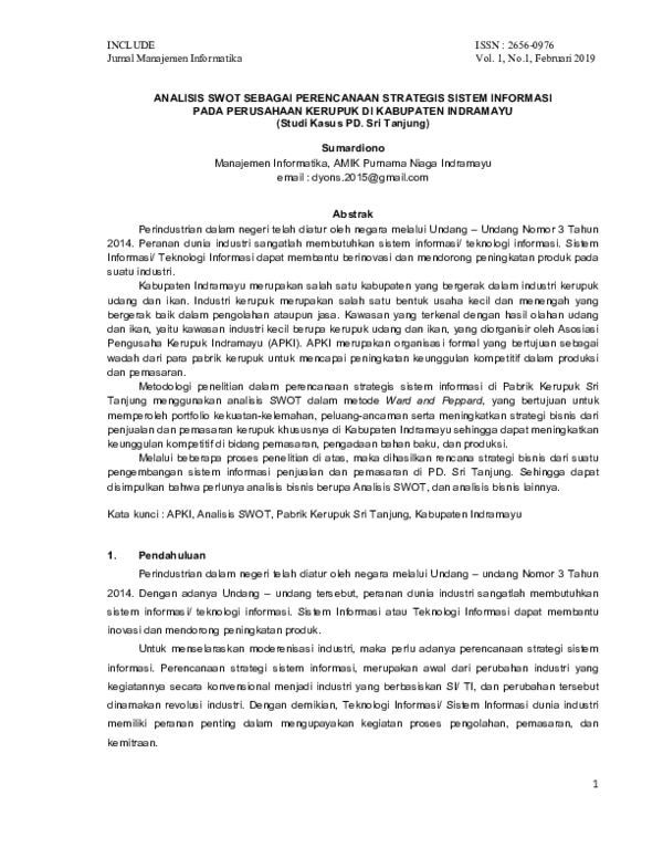 (PDF) Analisis SWOT PSSI Sumardiono