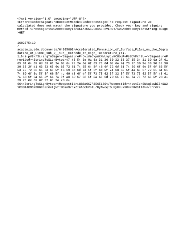 (PDF) 표면 피막 형성이 LiCoO 2 양극의 고온 열화에 미치는 영향 Accelerated Formation of Surface Films on the ...