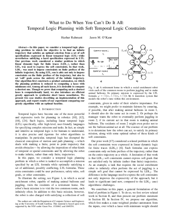 Pdf What To Do When You Cant Do It All Temporal Logic Planning With Soft Temporal Logic
