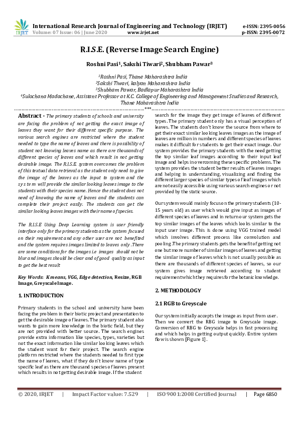 (PDF) IRJET-R.I.S.E. (Reverse Image Search Engine)