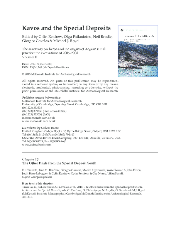 (PDF) Kavos and the Special Deposits Edited by The sanctuary on Keros ...