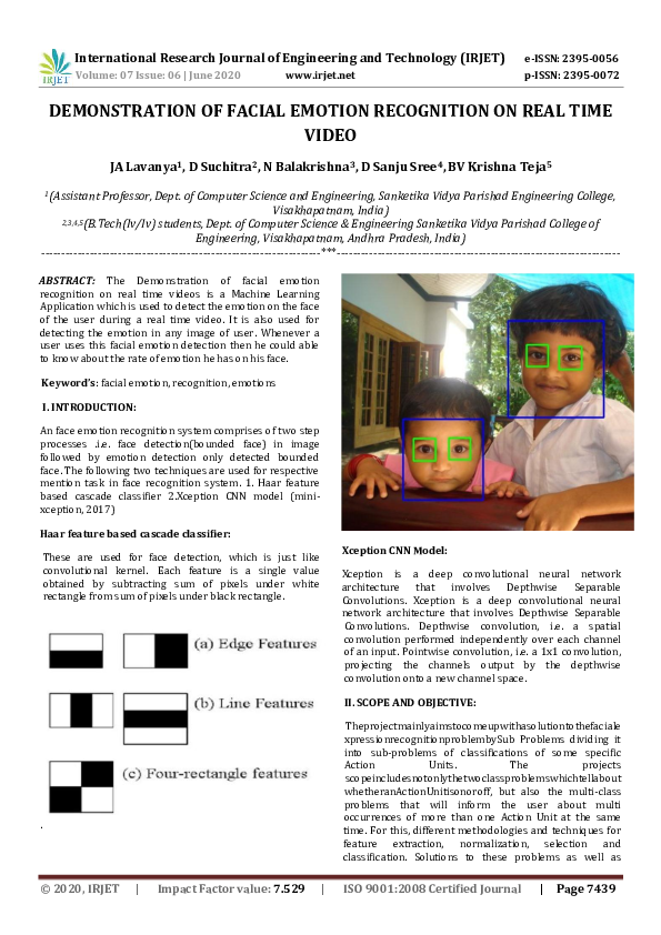 (PDF) IRJET- DEMONSTRATION OF FACIAL EMOTION RECOGNITION ON REAL TIME ...