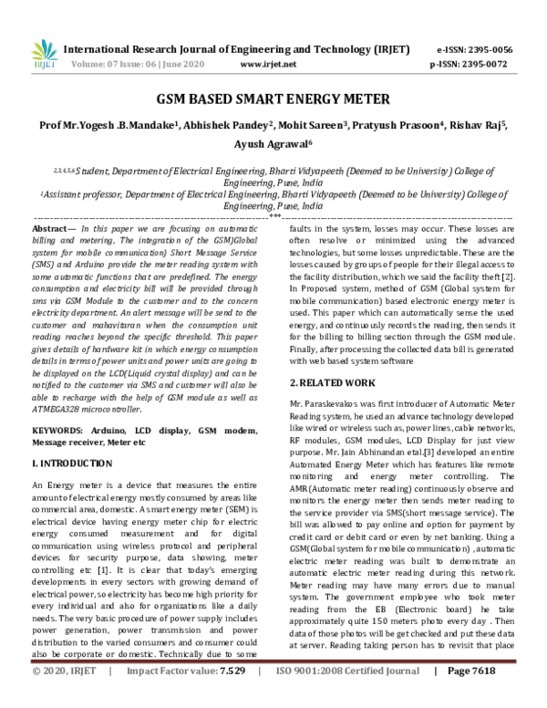 (PDF) IRJET- GSM BASED SMART ENERGY METER