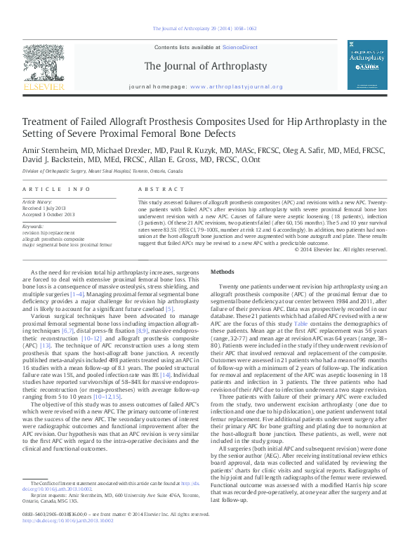 (PDF) Treatment of Failed Allograft Prosthesis Composites Used for Hip ...
