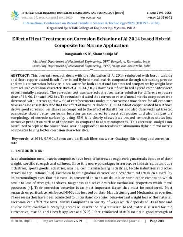 (PDF) IRJET- Effect of Heat Treatment on Corrosion Behavior of Al 2014 based Hybrid Composite ...