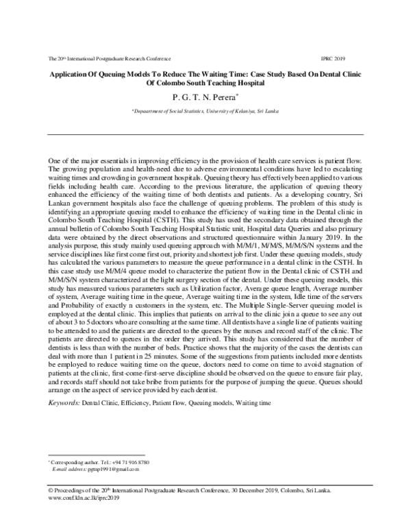 (PDF) Application Of Queuing Models To Reduce The Waiting Time: Case ...