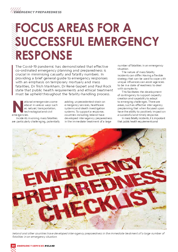 (PDF) Focus areas for a successful emergency response
