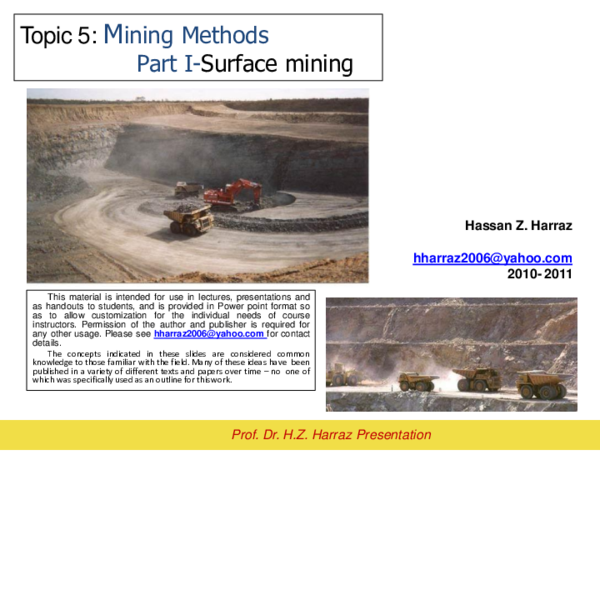 (PDF) Topic 5: Mining Methods Part I-Surface mining