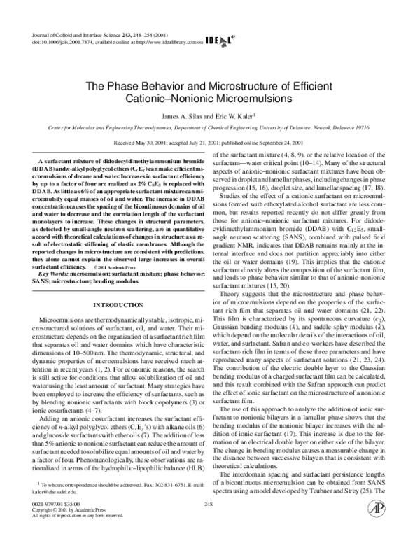 (PDF) The Phase Behavior and Microstructure of Efficient Cationic ...
