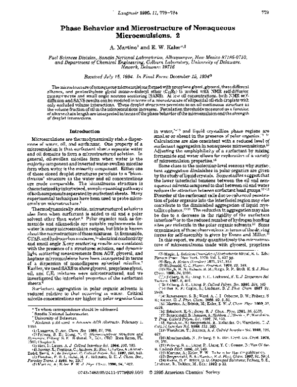 (PDF) Phase Behavior and Microstructure of Nonaqueous Microemulsions. 2
