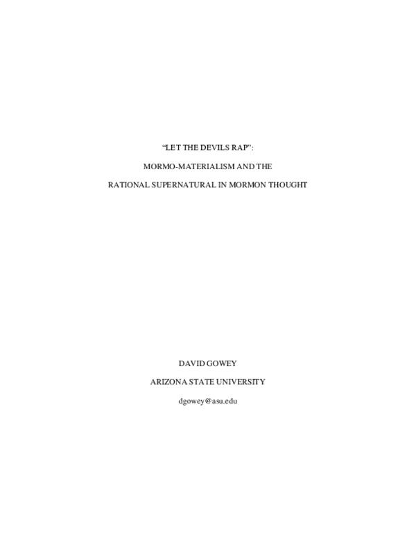 (PDF) "Let the Devils Rap": Mormo-materialism and the Rational ...