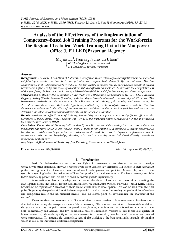 (PDF) Analysis of the Effectiveness of the Implementation of Competency ...
