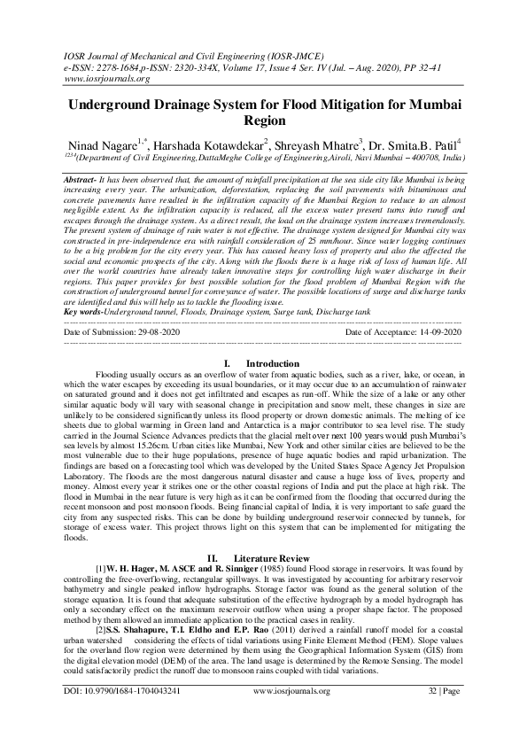 (PDF) Underground Drainage System for Flood Mitigation for Mumbai Region