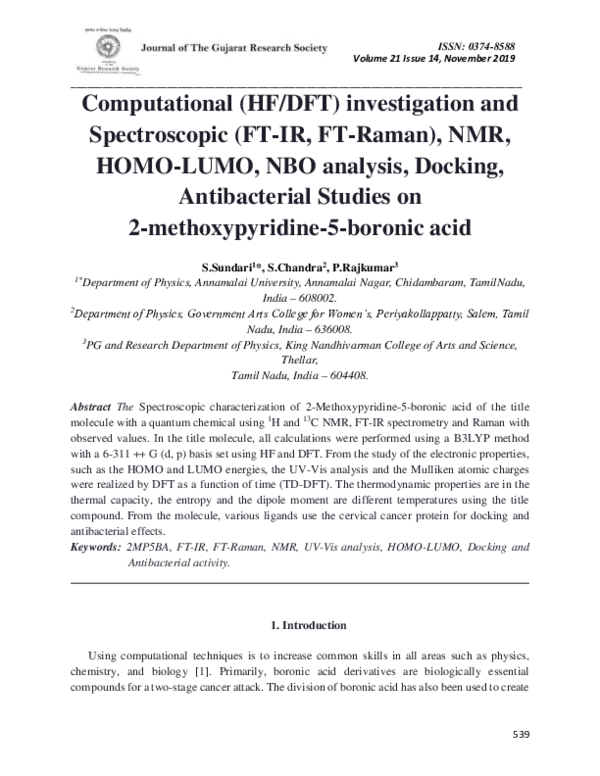(PDF) Computational (HF/DFT) investigation and Spectroscopic (FT-IR, FT-Raman), NMR, HOMO-LUMO ...