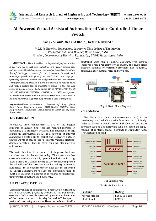 (PDF) IRJET- AI Powered Virtual Assistant Automation of Voice ...