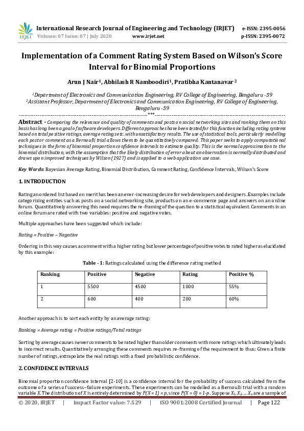 (PDF) IRJET- Implementation of a Comment Rating System Based on Wilson ...