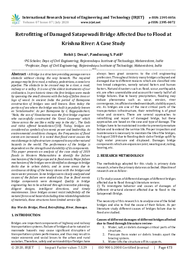 (PDF) IRJET- Retrofitting of Damaged Satapewadi Bridge Affected Due to ...