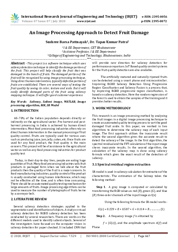 (PDF) IRJET-An Image Processing Approach to Detect Fruit Damage