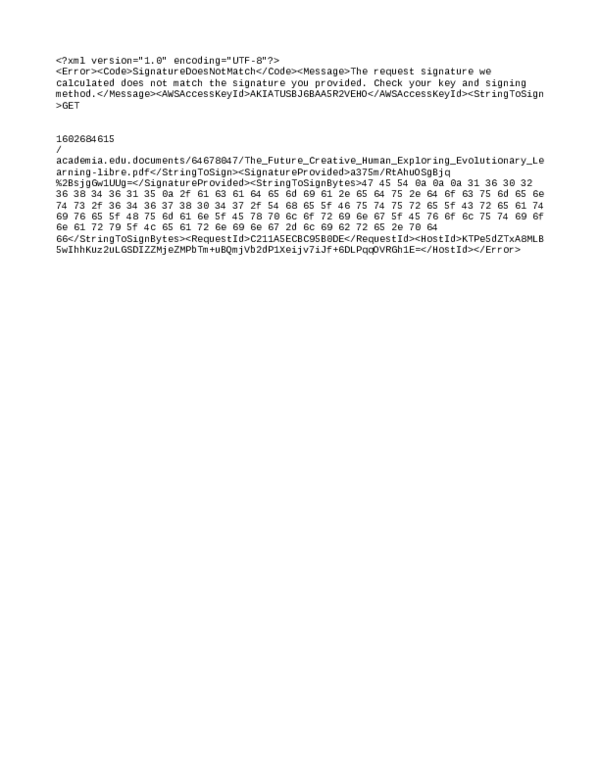 (PDF) The Future-Creative Human: Exploring Evolutionary Learning