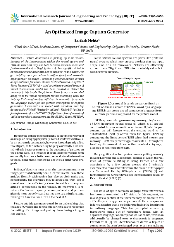 (PDF) IRJET- An Optimized Image Caption Generator
