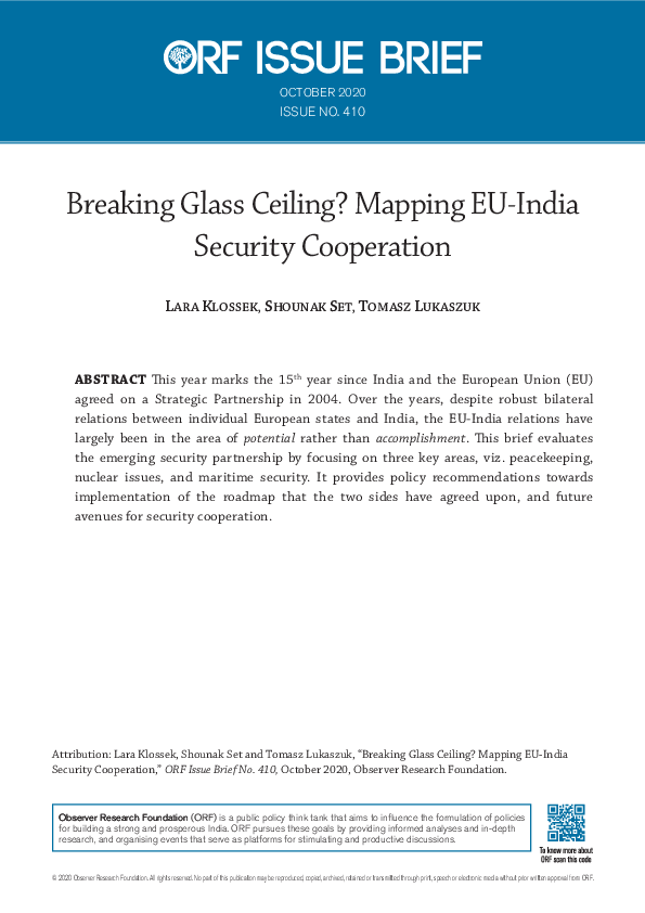 (PDF) Breaking Glass Ceiling? Mapping EU-India Security Cooperation