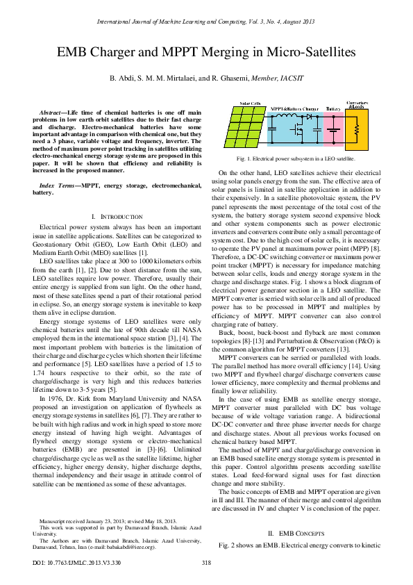 (PDF) EMB Charger and MPPT Merging in Micro-Satellites