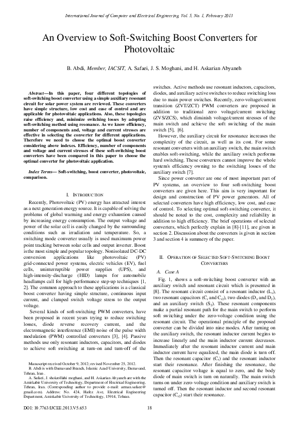 (PDF) An Overview to Soft-Switching Boost Converters for Photovoltaic