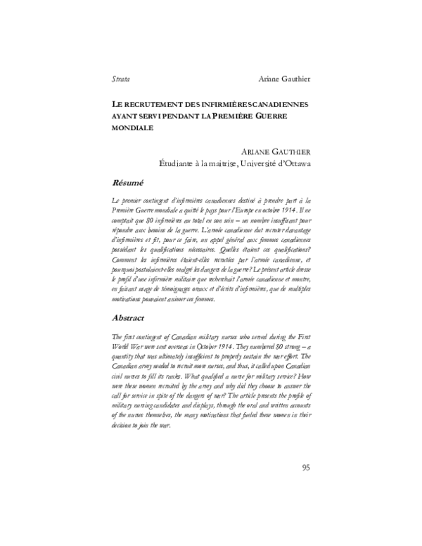 (PDF) Ariane Gauthier_Le recrutement des infirmières canadiennes ayant ...