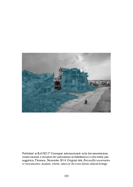 (PDF) Post-conflict conservation or reconstruction: Analysis, criteria ...