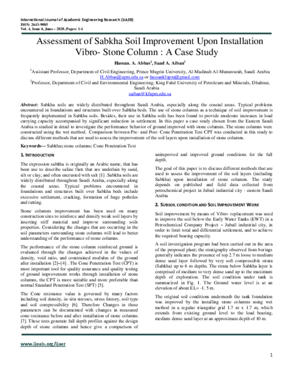 (PDF) Assessment of Sabkha Soil Improvement Upon Installation Vibro ...