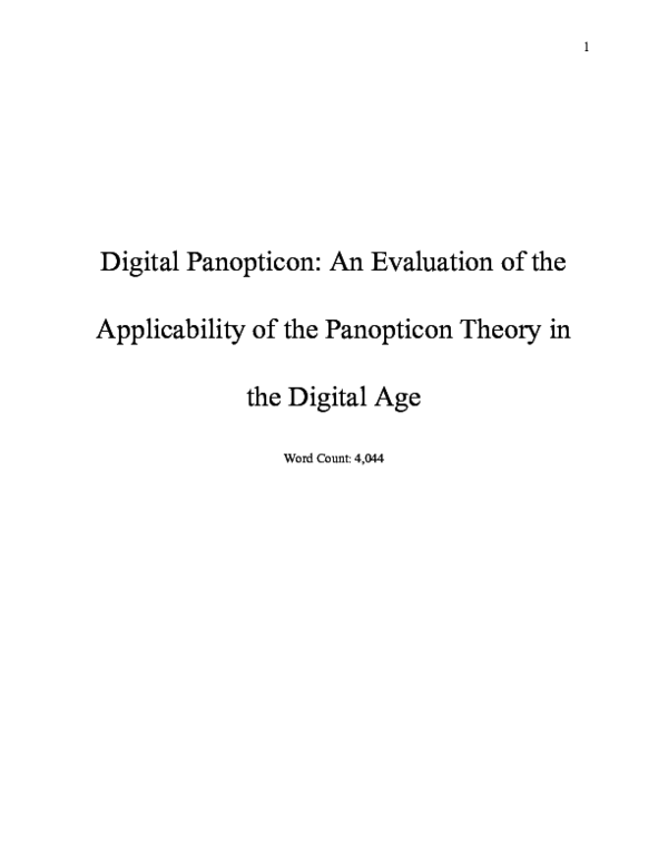 (PDF) Digital Panopticon: An Evaluation of the Applicability of the ...