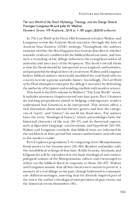 (PDF) Review of The Lost World of the Flood: Mythology, Theology, and ...