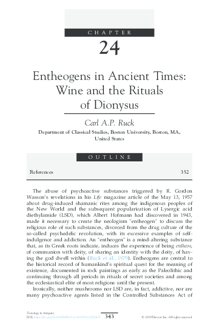 (PDF) Entheogens in Ancient Times: Wine and the Rituals of Dionysus