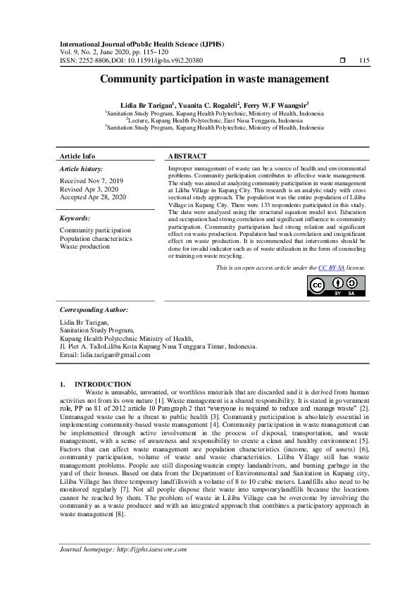 (PDF) 3 Sanitation Study Program, Kupang Health Polytechnic, Ministry ...